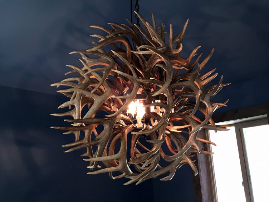 Whitetail Antler Ball Chandelier - Starburst - Montana Antler Works