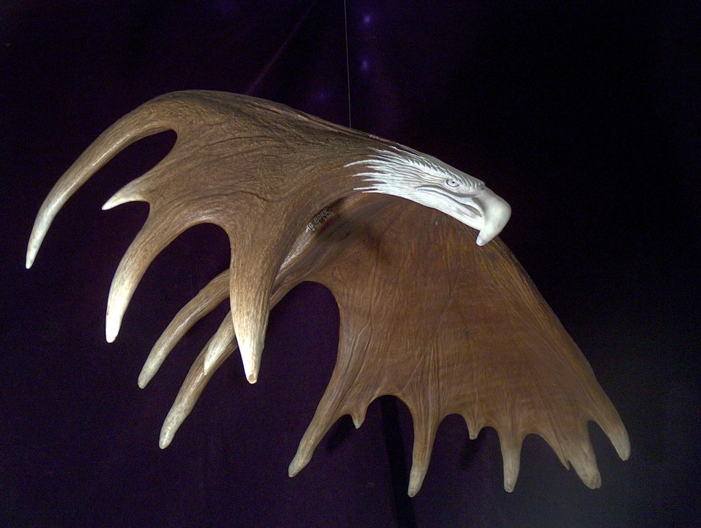 Moose Antler Eagle Carving - Montana Antler Works