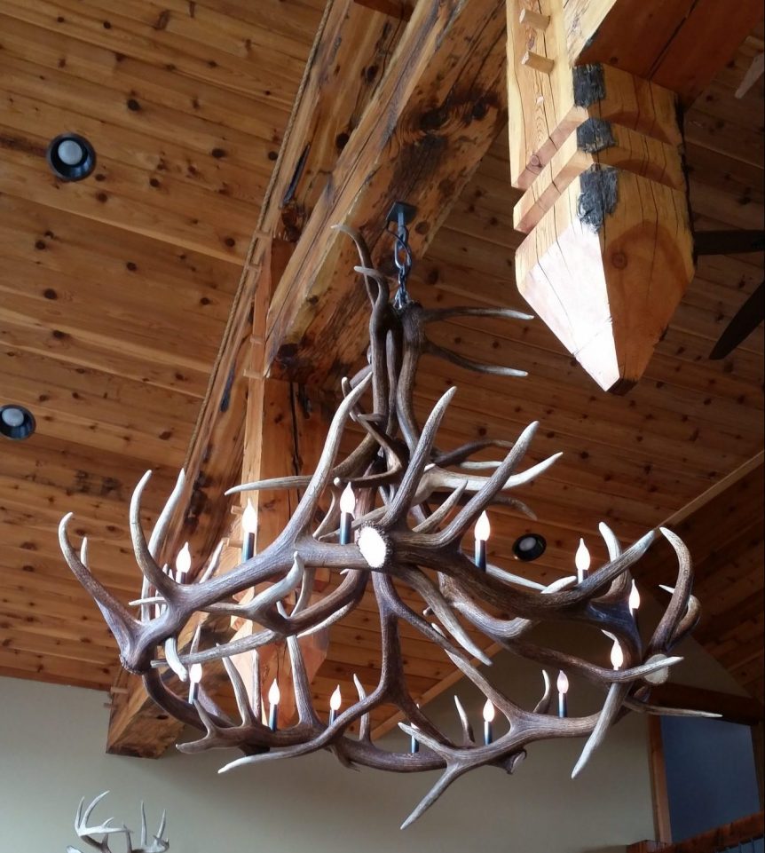 Trophy Elk Antler Chandelier- Montana Antler Works